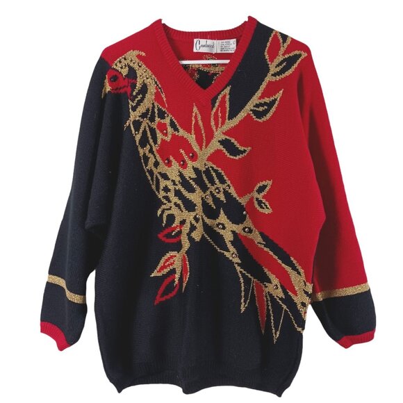 Carducci | Sweaters | Vintage Carducci 8s Pheasant Metallic Knit ...